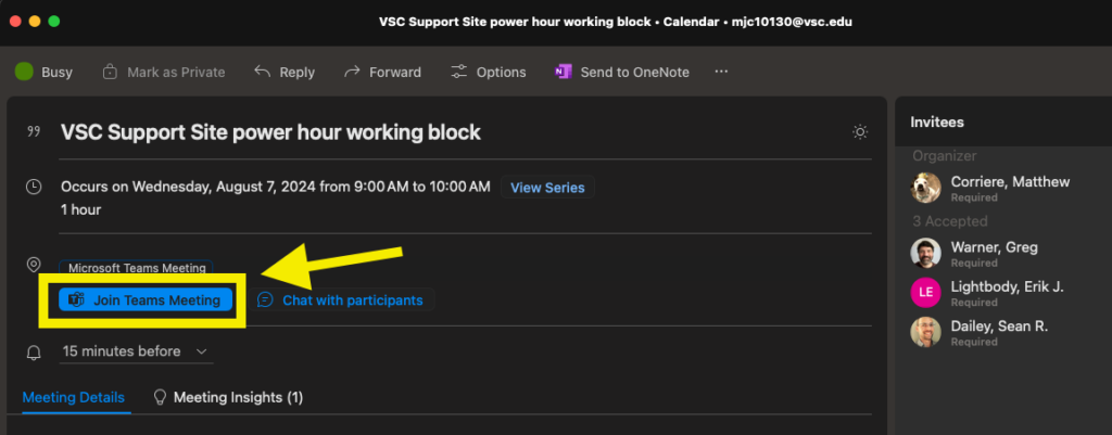 Teams meeting management - VSC IT